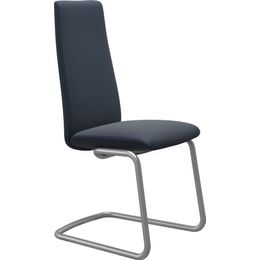Polsterstuhl stressless "Laurel", blau (oxford blau paloma, chrom matt), B:53cm H:105cm T:60cm, Leder PALOMA: PALOMA ist ein durchgef&auml;rbtes Semianilin-M&ouml;belleder mit nat&uuml;rlicher Narbung., St&uuml;hle, Polsterstuhl, High Back, Gr&ouml;&szlig;e M, mit Beinen aus Stahl in Chrom matt