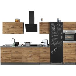 K&uuml;chenzeile KOCHSTATION "KS-Trier", k&uuml;che: grau, korpus: grafit, arbeitsplatte: anthrazit, B:350cm T:60cm, Komplettk&uuml;chen-Sets, K&uuml;chenzeile, mit E-Ger&auml;ten, Breite 350 cm