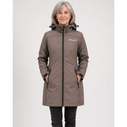 Softshellmantel DEPROC Active "KEELE PEAK II WOMEN", Damen, Gr. 36 (S), coffee braun, 96% Polyester; 4% Elastan mit TPU Membrane, Windstopperb&uuml;ndchen mit Daumenl&ouml;chern,mit Schneefang,mit verstellbarem Klettverschluss, M&auml;ntel, auch in Gro&szlig;en Gr&ouml;&szlig;en erh&auml;ltlich