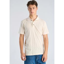 Poloshirt LINDBERGH, Herren, Gr. L, ivory, Web, Obermaterial: 100% Baumwolle, unifarben, normal h&uuml;ftbedeckend, Rundhals, Shirts, Sommer-Polo mit feiner Strickstruktur