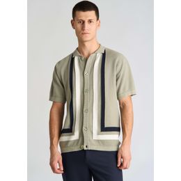 Strickjacke LINDBERGH, Herren, Gr. L, dusty olive, Strick, Obermaterial: 100% Baumwolle, gemustert, normal h&uuml;ftbedeckend, Rundhals, B&uuml;ndchen, Strickjacken Strickjacke, Kurzarm-Strickjacke mit grafischem Muster
