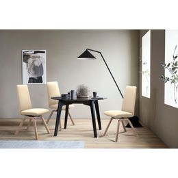 Polsterstuhl stressless "Laurel", beige (vanilla paloma, walnuss), B:49cm H:105cm T:60cm, Leder PALOMA: PALOMA ist ein durchgef&auml;rbtes Semianilin-M&ouml;belleder mit nat&uuml;rlicher Narbung., St&uuml;hle, Polsterstuhl, High Back, Gr&ouml;&szlig;e L, mit schr&auml;ggestellten Beinen in Walnuss