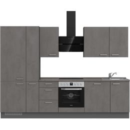 K&uuml;chenzeile Nobilia "Riva II", NEU: individuell anpassbar mit gratis Profi-Beratung", grau (k&uuml;che: grau, korpus: schiefergrau, arbeitsplatte: beton schiefergrau nachbildung), B:300,3cm H:216,6cm T:60cm, Komplettk&uuml;chen-Sets, K&uuml;chenzeile, vormontiert, Breite 300 cm, Ausrichtung w&auml;hlbar, wahlw. mit E-Ger&auml;ten