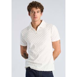 Poloshirt LINDBERGH "Poloshirt Relaxed Fit", Herren, Gr. L, sanftes wei&szlig;, Obermaterial: 83% Baumwolle, 17% Polyester, l&auml;ssig geschnitten, V-Ausschnitt, Shirts
