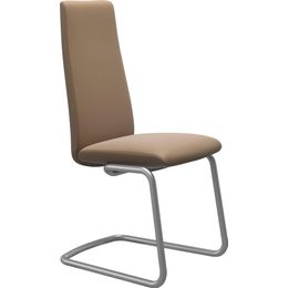 Polsterstuhl stressless "Laurel", braun (almond paloma, chrom matt), B:53cm H:105cm T:60cm, Leder PALOMA: PALOMA ist ein durchgef&auml;rbtes Semianilin-M&ouml;belleder mit nat&uuml;rlicher Narbung., St&uuml;hle, Polsterstuhl, High Back, Gr&ouml;&szlig;e M, mit Beinen aus Stahl in Chrom matt