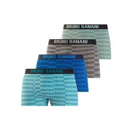 Boxer Bruno Banani "Boxershorts f&uuml;r Herren", Herren, Gr. S (4), 4 Stk., bedruckt, Jersey, Obermaterial: 95% Baumwolle, 5% Elasthan, gestreift, k&ouml;rpernah, Unterhosen, Unterhosen mit Logobund