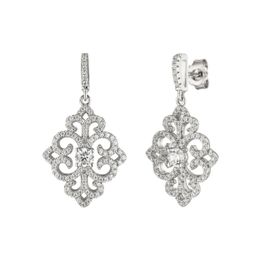 Paar Ohrh&auml;nger Jobo, silber (silber 925, wei&szlig;), Ohrringe, Damen, Silber 925 (Sterlingsilber), 925 Silber mit 178 Zirkonia