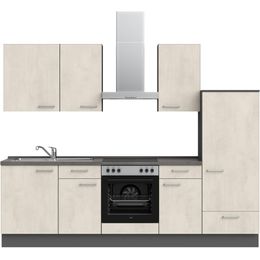 K&uuml;chenzeile Nobilia "Riva I", NEU: individuell anpassbar mit gratis Profi-Beratung", wei&szlig; (k&uuml;che: wei&szlig;, korpus: schiefergrau, arbeitsplatte: beton schiefergrau nachbildung), B:270,3cm H:216,6cm T:60cm, Komplettk&uuml;chen-Sets, K&uuml;chenzeile, vormontiert, Breite 270 cm, Ausrichtung w&auml;hlbar, wahlw. mit E-Ger&auml;ten