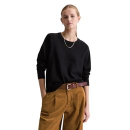 Marc O'Polo Strickpullover MARC O'POLO DENIM "aus Soft Cotton Stretch", Damen, Gr. XXS, schwarz, Obermaterial: 58% Baumwolle, 25% Polyamid, 17% Polyester, unifarben, Rundhals, Pullover Strickpullover