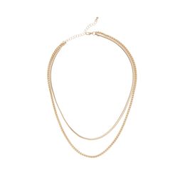 Collier Lascana, Damen, Gr. Eisen Messing, L: 50, goldfarben, Eisen, Messing, gl&auml;nzend, Halsketten Collier, 2-reihige Halskette, Schlangenkette