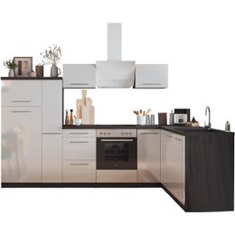 K&uuml;che respekta "Amanda", wei&szlig; (k&uuml;che: wei&szlig;, front: wei&szlig;, korpus: eiche grau nachbildung, arbeitsplatte: eiche grau nachbildung), B:290cm H:171cm T:200cm, Komplettk&uuml;chen-Sets, Breite 290 cm, mit Soft-Close, exklusiver Konfiguration f&uuml;r OTTO