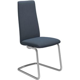 Polsterstuhl stressless "Laurel", blau (blau dinamica, chrom matt), B:53cm H:105cm T:60cm, Microfaser DINAMICA (88% Polyester, 12% Polyurethan), St&uuml;hle, Polsterstuhl, High Back, Gr&ouml;&szlig;e M, mit Beinen aus Stahl in Chrom matt
