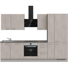 K&uuml;chenzeile Nobilia "Riva II", NEU: individuell anpassbar mit gratis Profi-Beratung", grau (k&uuml;che: grau, korpus: steingrau, arbeitsplatte: beton schiefergrau nachbildung), B:300,3cm H:216,6cm T:60cm, Komplettk&uuml;chen-Sets, K&uuml;chenzeile, vormontiert, Breite 300 cm, Ausrichtung w&auml;hlbar, wahlw. mit E-Ger&auml;ten