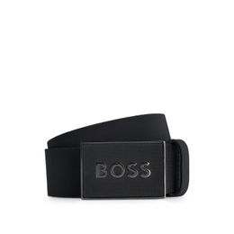 Lederg&uuml;rtel BOSS "BOSS Icon-S1 Sz40", Herren, Gr. 90, schwarz, Leder, unifarben, G&uuml;rtel Lederg&uuml;rtel, mit gro&szlig;em BOSS Schriftzug auf der Schnalle