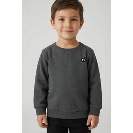 Sweatshirt name it "NMMVIMO LS SWEAT BRU NOOS", Jungen, Gr. 110, grau (dunkelgrau melange), angeraute Sweatware, Obermaterial: 60% Baumwolle, 40% Polyester, bestickt, meliert, unifarben, regular fit h&uuml;ftlang, Rundhals, Rippb&uuml;ndchen, Sweatshirts Sweatshirt