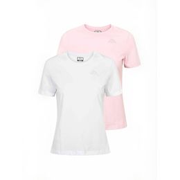 Kurzarmhemd Kappa "Kappa T-shirt KWLogo", Damen, Gr. L, Normalgr&ouml;&szlig;en, wei&szlig;, pink nosegay, Obermaterial: 100% Baumwolle, Hemden