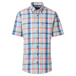 Kurzarmhemd Casamoda "Casamoda Leinenhemd Kurzarm kariert", Herren, Gr. L, Normalgr&ouml;&szlig;en, blau, 55% Leinen, 45% Baumwolle, kariert, comfort fit, Hemden