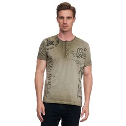 T-Shirt Rusty Neal, Herren, Gr. L, gr&uuml;n (khaki), 100% Baumwolle, bedruckt, normal, ohne Ausschnitt, Shirts T-Shirt, mit seitlichem Print