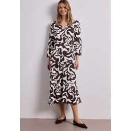 Maxikleid Street One, Damen, Gr. 34, EURO-Gr&ouml;&szlig;en, espresso braun, Stoff, 100% Viskose, gemustert, comfort fit kn&ouml;chelfrei, Rundhals, B&uuml;ndchen, Kleider Maxikleid, mit allover Print