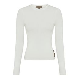 Marc O'Polo Rundhalspullover MARC O'POLO "DFB Travel Collection", Damen, Gr. L, egg wei&szlig;, Obermaterial: 80% Viskose, 20% Polyester, slim fit, Rundhals, Pullover Rundhalspullover