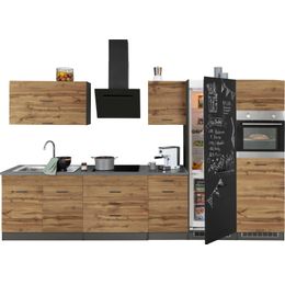 K&uuml;chenzeile KOCHSTATION "KS-Trier", k&uuml;che: grau, korpus: grafit, arbeitsplatte: anthrazit, B:350cm T:60cm, Komplettk&uuml;chen-Sets, K&uuml;chenzeile, mit E-Ger&auml;ten, Breite 350 cm