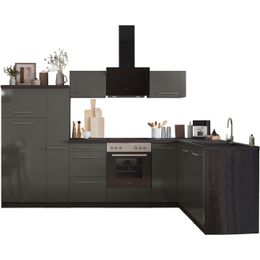 K&uuml;che respekta "Amanda", grau (k&uuml;che: grau, front: grau, korpus: eiche grau nachbildung, arbeitsplatte: eiche grau nachbildung), B:290cm H:171cm T:200cm, Komplettk&uuml;chen-Sets, Breite 290 cm, mit Soft-Close, exklusiver Konfiguration f&uuml;r OTTO