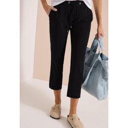 Stoffhose Cecil, Damen, Gr. L, L&auml;nge 26, schwarz, Web, 66% Baumwolle, 30% Polyester, 4% Elasthan, unifarben, comfort fit normal, Hosen Stoffhose, Joggstyle