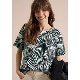 Cecil Damen Kurzarmblusepalm breeze gr&uuml;n, Gr. XXL, gemustert, Stoff, 86% Viskose, 14% Nylon, Blusen, mit allover Print