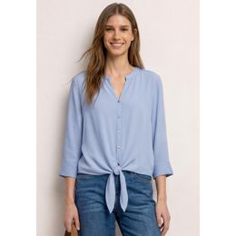 Klassische Bluse Street One, Damen, Gr. 34, cashmere blau, Stoff, 70% Viskose, 30% Polyester, unifarben, klassisch normal, Rundhals, B&uuml;ndchen, Blusen Bluse, mit 3/4 &Auml;rmeln