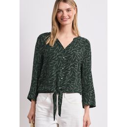 Kurzarmbluse Street One, Damen, Gr. 34, deep bound gr&uuml;n, Stoff, 100% Viskose, gebl&uuml;mt, klassisch normal, Rundhals, B&uuml;ndchen, Blusen, mit 3/4 &Auml;rmeln