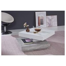 Couchtisch Home Affaire "Tanum", gestell, tischplatte: beton, wei&szlig;, Tische, Couchtisch Eckige Couchtische, mit Funktion, drehbare Tischplatte