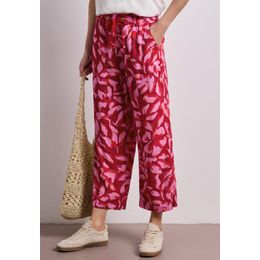 Stoffhose Street One, Damen, Gr. 32, L&auml;nge 26, salsa rot, Stoff, 100% Viskose, gemustert, loose fit 7/8-L&auml;nge, Hosen Stoffhose, mit Wide Legs