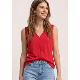 Tr&auml;gertop Street One, Damen, Gr. 34, salsa rot, Stoff, 94% Viskose, 6% Elasthan, unifarben, comfort fit normal, V-Ausschnitt, Rippb&uuml;ndchen, Tops Tr&auml;gertop, mit V-Ausschnitt