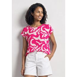 Hemdbluse Street One, Damen, Gr. 34, magenta dream, Stoff, 100% Viskose, gemustert, klassisch normal, V-Ausschnitt, normaler Saum, Blusen Hemdbluse, mit allover Print