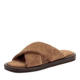 Pantolette Tamaris, Damen, Gr. 36, braun, Veloursleder, unifarben, Basic, Schuhe Pantolette, Sommerschuh, Schl&uuml;pfschuh mit TOUCH-IT Technologie