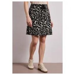 Minirock Street One, Damen, Gr. 38, schwarz, Stoff, 95% Viskose, 5% Elasthan, gebl&uuml;mt, comfort fit mini, R&ouml;cke Minirock, mit allover Blumenprint