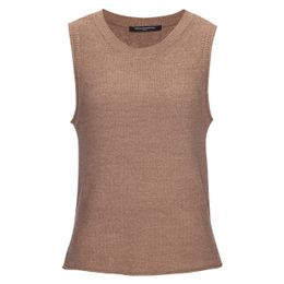 Stricktop French Connection, Damen, Gr. 32/34, braun (taupe), Strick, Obermaterial: 55% Polyacryl, 45% Polyamid, unifarben, figurumspielend h&uuml;ftlang, Rundhals, Tops Stricktop