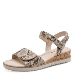Keilsandalette Tamaris, Damen, Gr. 36, beige snake, Textil, Reptilienpr&auml;gung, Schuhe, Riemchensandale, Sommerschuh in veganer Verarbeitung