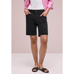 Shorts Street One, Damen, Gr. 32, schwarz, Web, 97% Baumwolle, 3% Elasthan, unifarben, comfort fit kurz, Hosen Shorts, in Bermuda-L&auml;nge