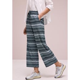 Stoffhose Street One, Damen, Gr. 34, L&auml;nge 26, deep bound gr&uuml;n, Stoff, 68% Polyester, 31% Viskose, 1% metallisierte Fasern, gemustert, loose fit 7/8-L&auml;nge, Hosen Stoffhose, Jacquard