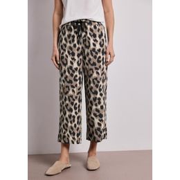 Stoffhose Street One, Damen, Gr. 32, L&auml;nge 26, timeless beige, Stoff, 100% Viskose, gemustert, loose fit 7/8-L&auml;nge, Hosen Stoffhose, mit Wide Legs