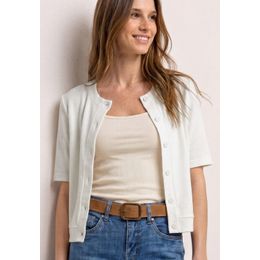 Cardigan Street One, Damen, Gr. 40, sanftes wei&szlig;, Stoff, 50% Viskose, 47% Polyester, 3% Elasthan, unifarben, comfort fit normal, Rundhals, Rippb&uuml;ndchen, Strickjacken, mit durchgehender Knopfleiste vorn