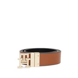 Wendeg&uuml;rtel Tommy Hilfiger "TH LOGO REV PEBBLE", Damen, Gr. 100, schwarz, cognac, Obermaterial: 100% Rindsleder, G&uuml;rtel