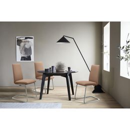 Polsterstuhl stressless "Laurel", braun (latte batick, chrom gl&auml;nzend), B:53cm H:92cm T:59cm, Leder BATICK: BATICK ist ein leicht korrigiertes, durchgef&auml;rbtes und genarbtes M&ouml;belleder, bei dem die meisten Unebenheiten und Spuren in der Regel entfernt wurden., St&uuml;hle, Polsterstuhl, Low Back, Gr&ouml;&szlig;e L, mit Beinen aus Stahl in Chrom gl&auml;nzend