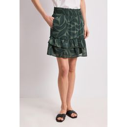 Minirock Street One, Damen, Gr. 34, deep bound gr&uuml;n, Stoff, 100% Polyester, gebl&uuml;mt, comfort fit knielang, R&ouml;cke Minirock, mit Volants
