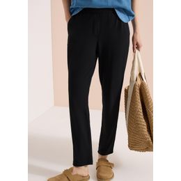 Jogger Pants Cecil, Damen, Gr. L, L&auml;nge 28, schwarz, Stoff, 95% Viskose, 5% Elasthan, unifarben, comfort fit kn&ouml;chelfrei, Hosen, Middle Waist