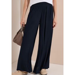 Stoffhose Cecil, Damen, Gr. M, L&auml;nge 30, universal blau, Stoff, 100% Viskose, unifarben, loose fit lang, Hosen Stoffhose, High Waist