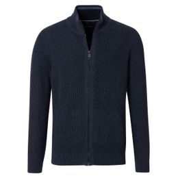 Strickjacke Casamoda "Casamoda Strickjacke uni", Herren, Gr. XL, blau (dunkelblau), 60% Baumwolle, 40% Polyacryl, Strickjacken Strickjacke