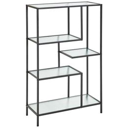 Mid.you Regal, Schwarz, Metall, Glas, 4 F&auml;cher, 76x121x32 cm, Wohnzimmer, Regale, B&uuml;cherregale