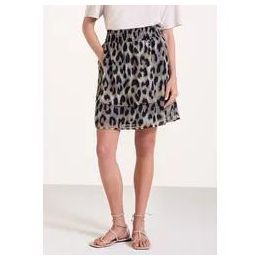 Minirock Street One, Damen, Gr. 44, timeless beige, Stoff, Obermaterial: 100% Polyester; Futter: 100% Modal, regular fit knieumspielend, R&ouml;cke Minirock, mit Elastikbund